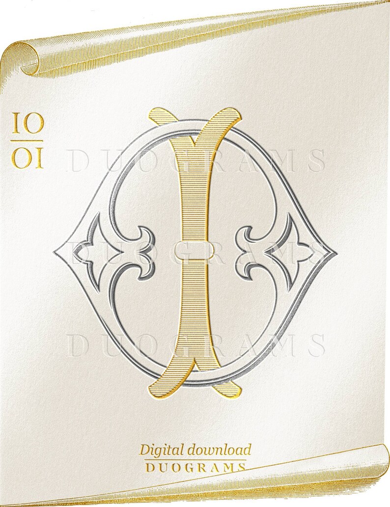 Vintage Monogram Design IO OI Monogram Wreath SVG Digital Download - Etsy