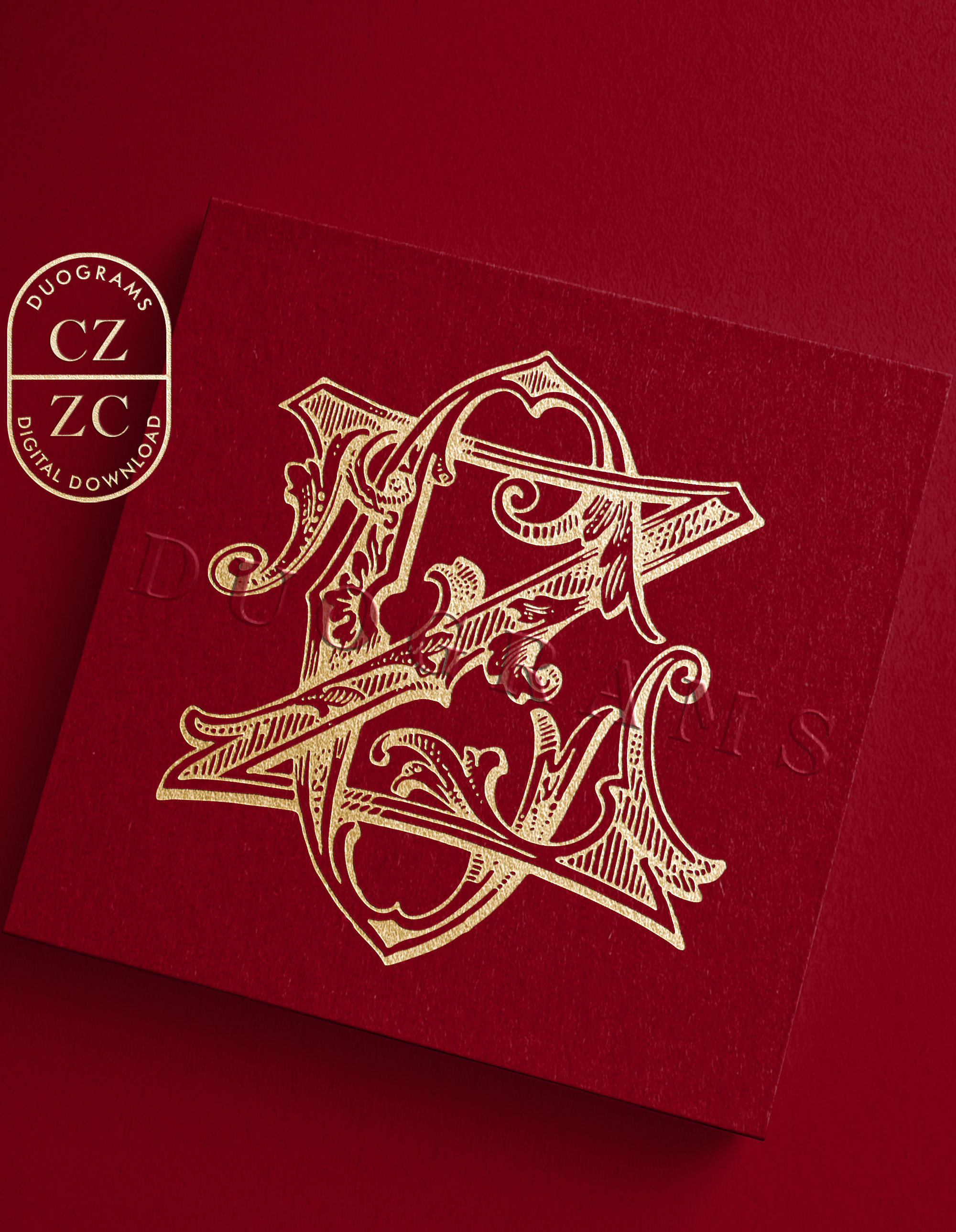 CZ ZC Vintage Monogram Logo Design C Z Initials + 2 Free Wreath SVG - Etsy