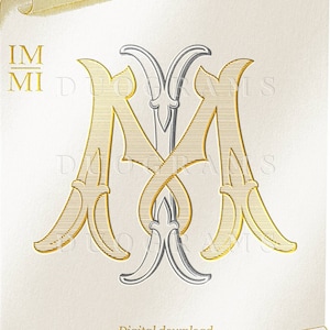 Vintage Monogram Design IM MI Monogram Wreath SVG Digital Download - Etsy