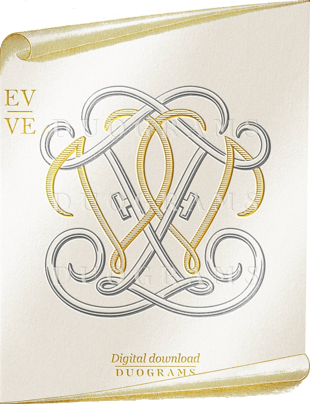 Vintage Wedding Monogram EV VE Monogram Wreath SVG - Etsy