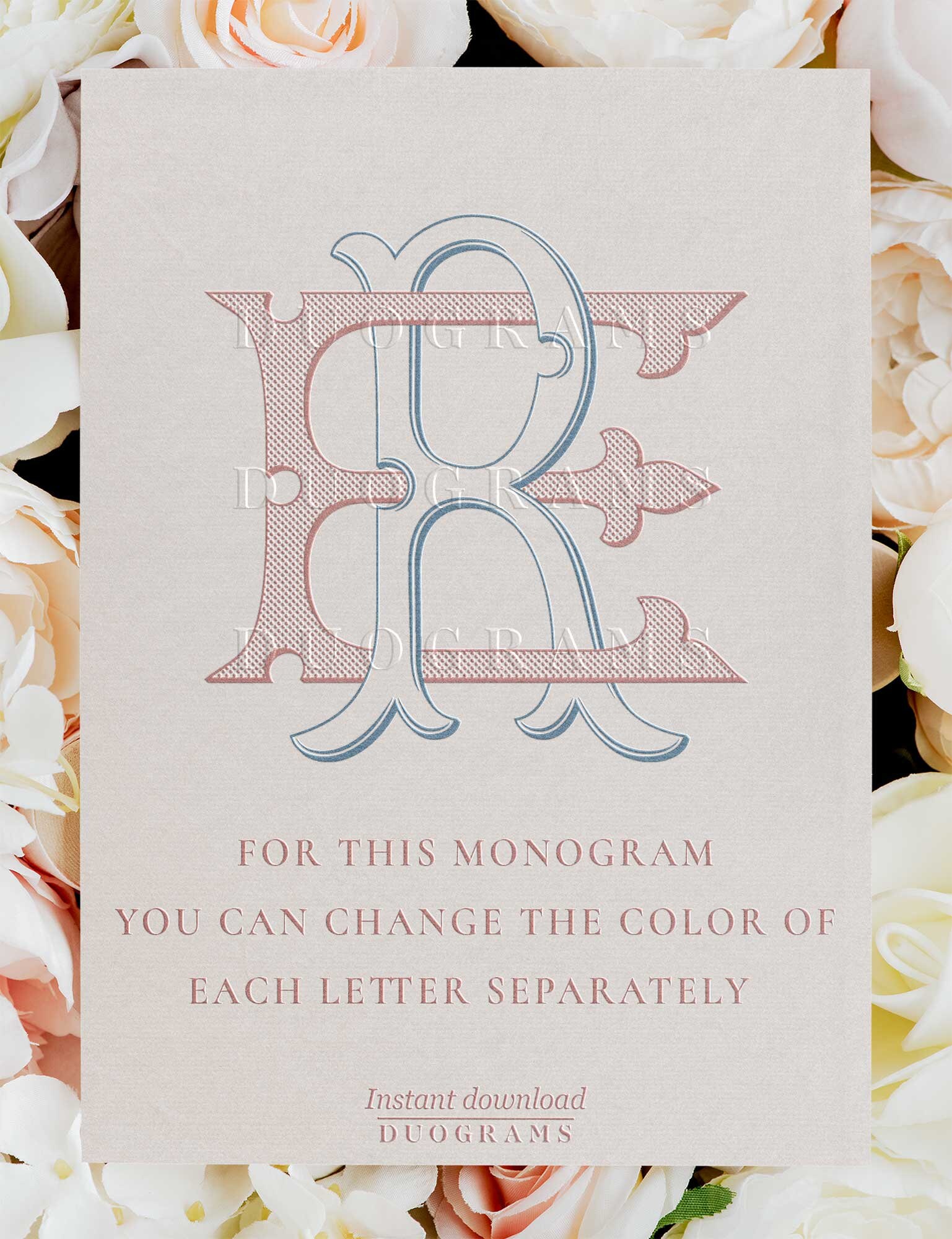 ER RE Wedding Monogram Design E R Two Letter Monogram Initials R E ...