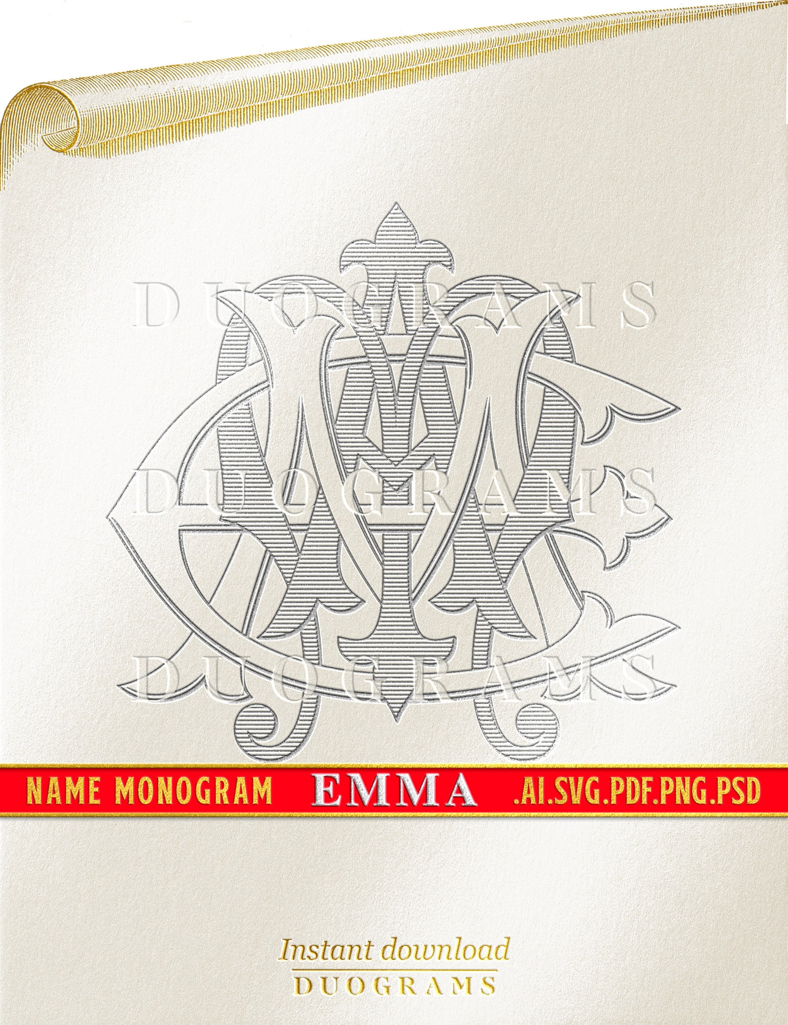 EMMA Name Monogram Logo, 4 Letter Monogram, Personalized Name, SVG ...