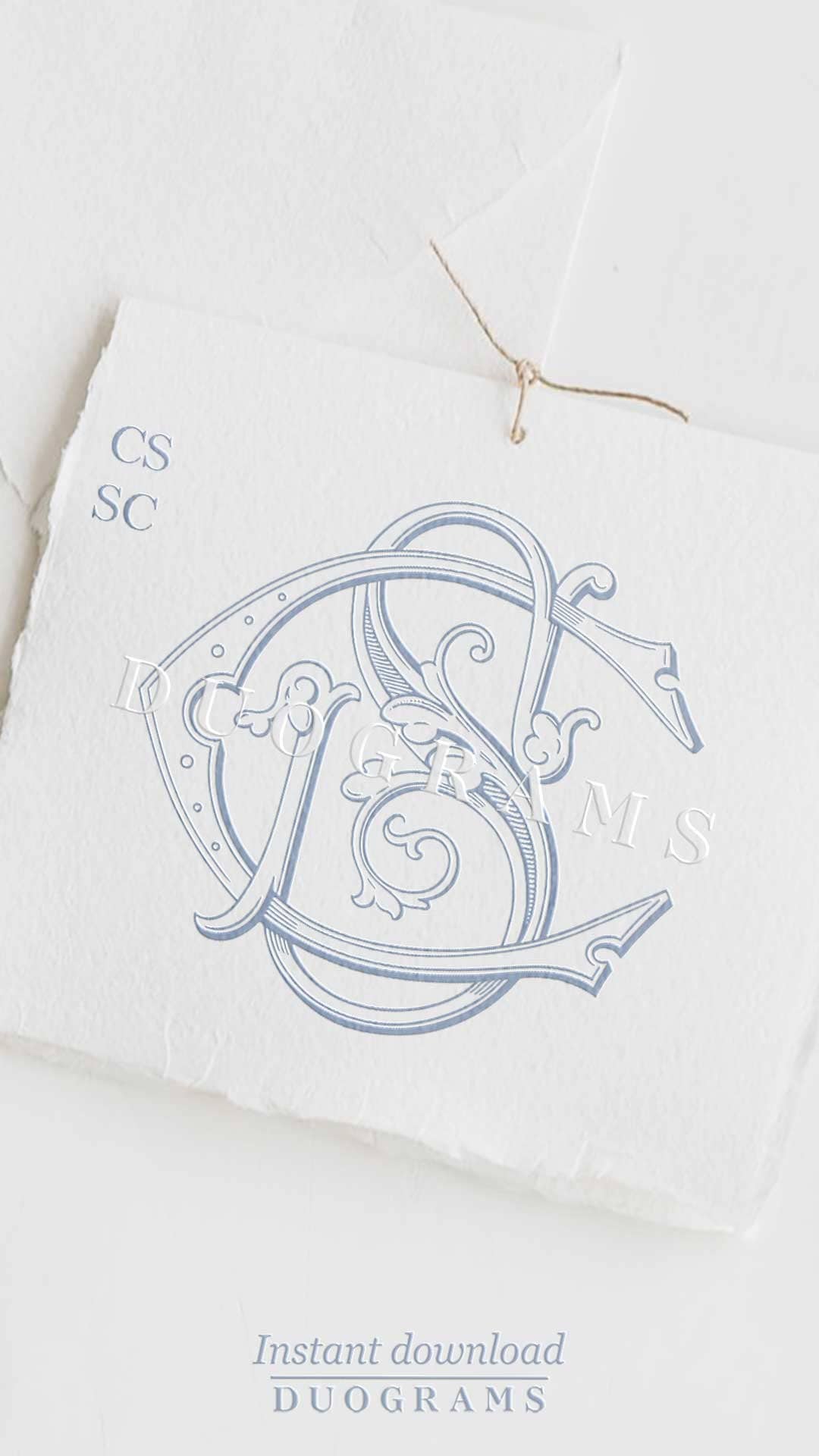 Classic Wedding Monogram CS SC 2-letter Vintage Monogram Logo C S ...