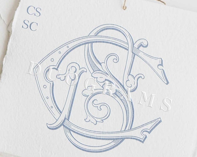 Custom Interlocking CS SC Wedding Monogram Logo Printable Digital ...