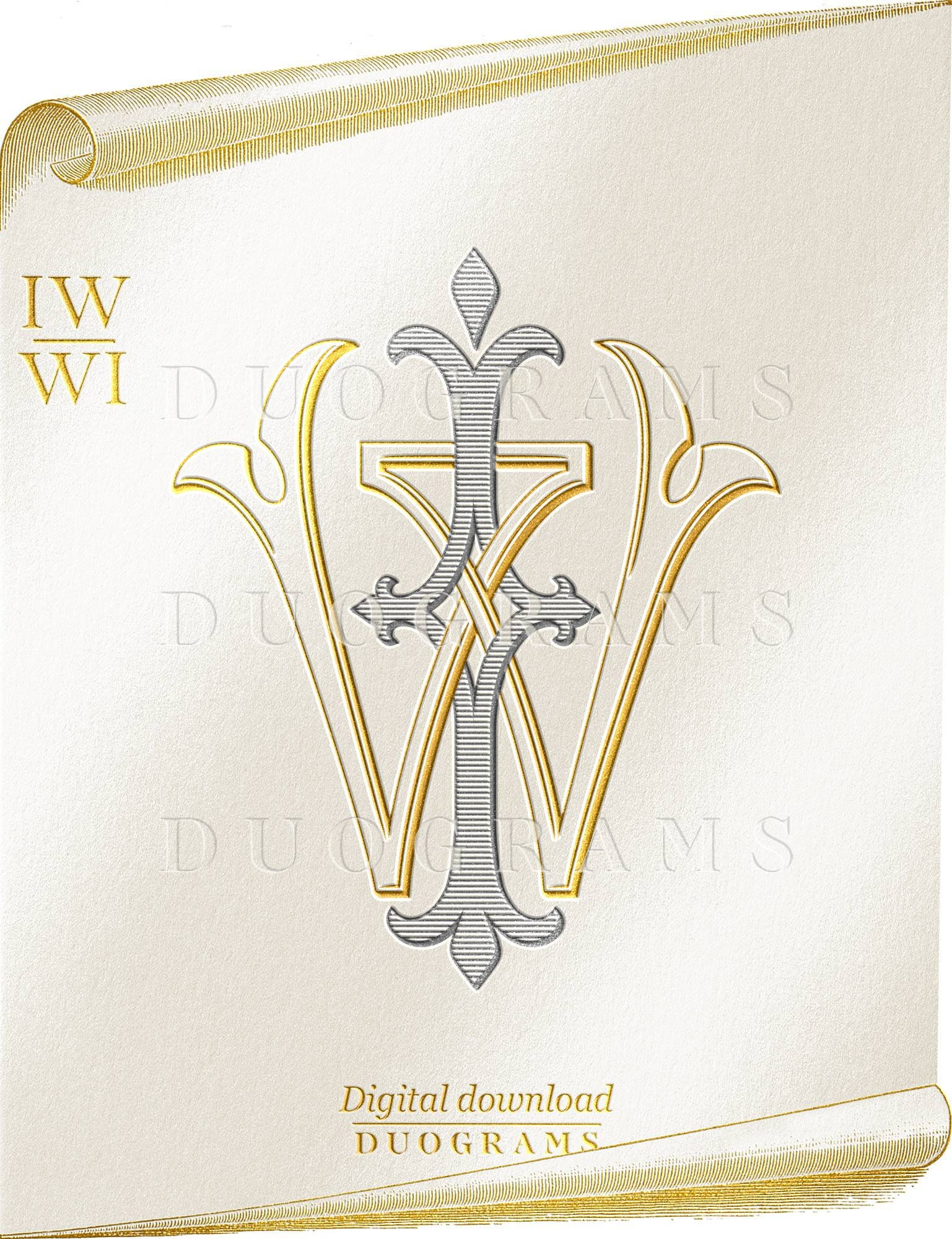 IW WI Wedding Monogram Logo Design I W W I Two Letter Monogram Initials ...