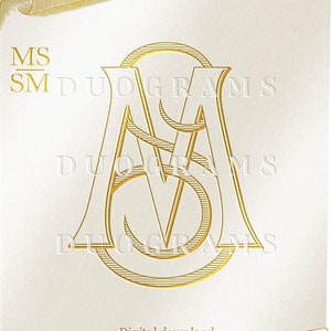 2 Letter Monogram MS or SM Wedding Monogram Logo Design M S Wedding ...