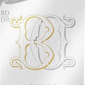 2-letter Monogram BD or DB Wedding Monogram Logo Design B D Duogram D B ...