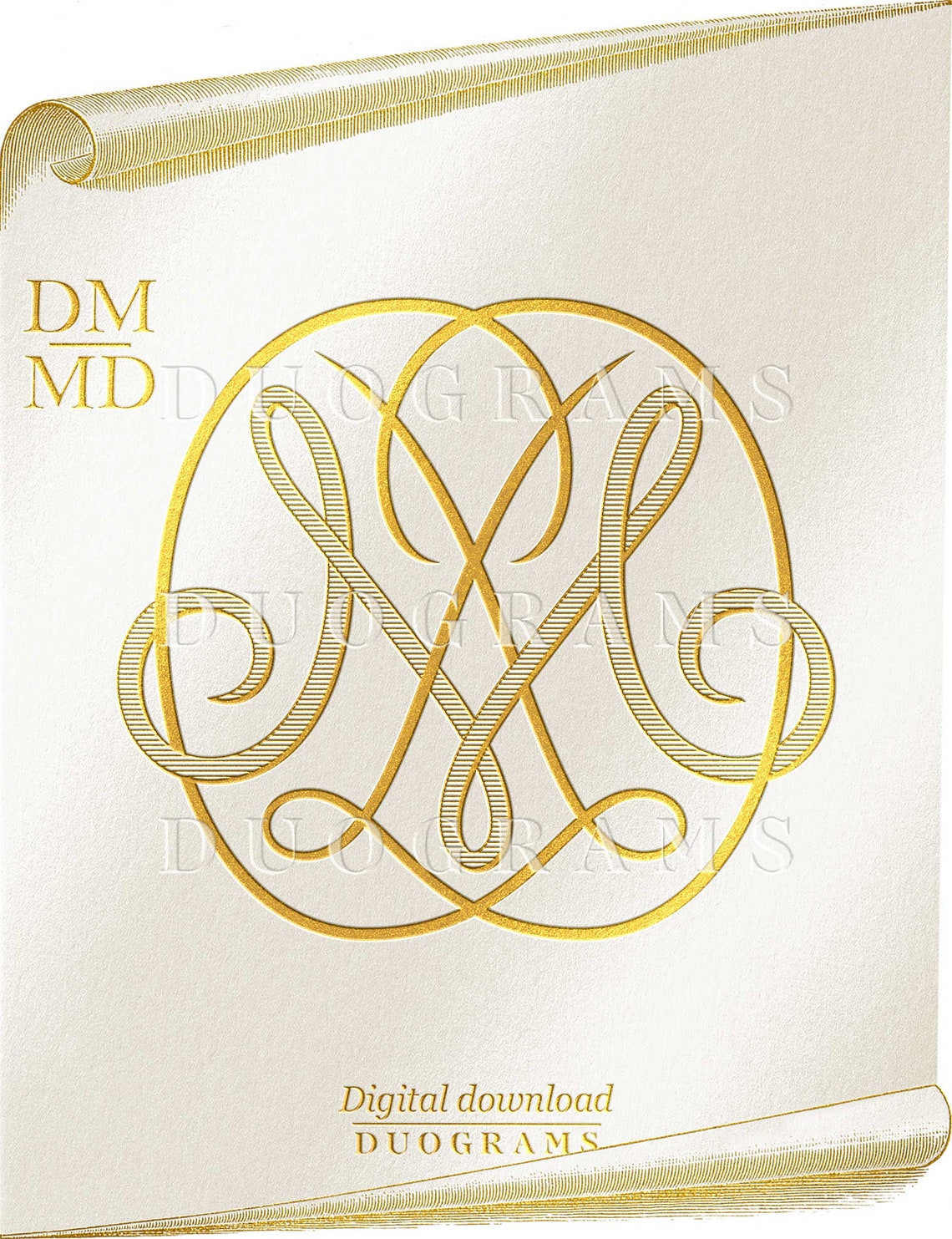 Elegant Wedding Monogram DM or MD, Two Letter Monogram Logo Design ...
