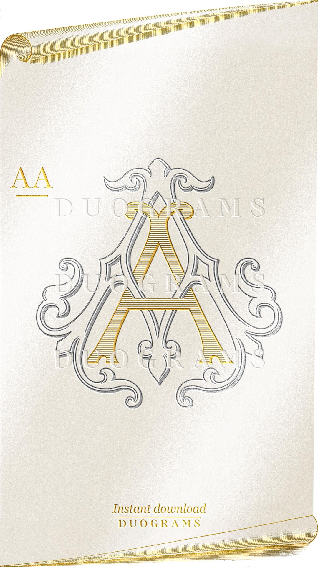 AA Vintage Wedding Monogram AA Duogram A A Interlocking Monogram Logo ...