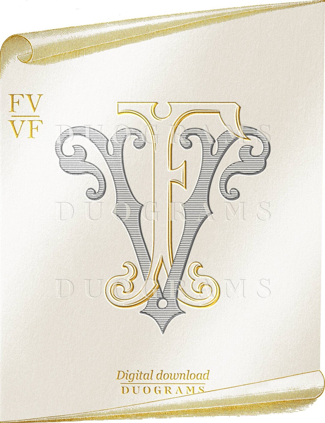 FV VF Wedding Monogram Logo Design F V V F Two Letter Monogram Initials ...