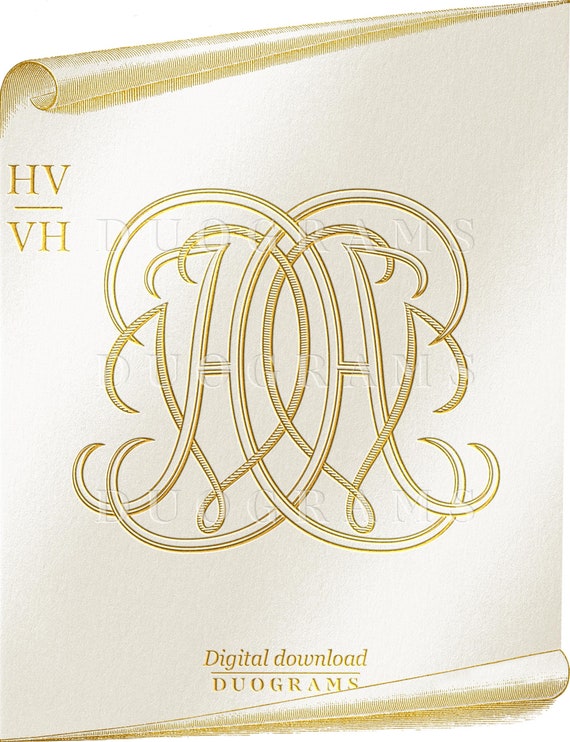 Wedding Monogram Logo Design HV VH Monogram Wreath SVG Digital - Etsy