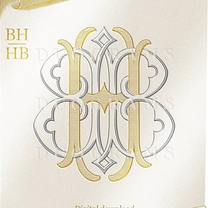 BH HB Vintage Monogram Logo Design SVG Digital Download B H + 2 Free ...