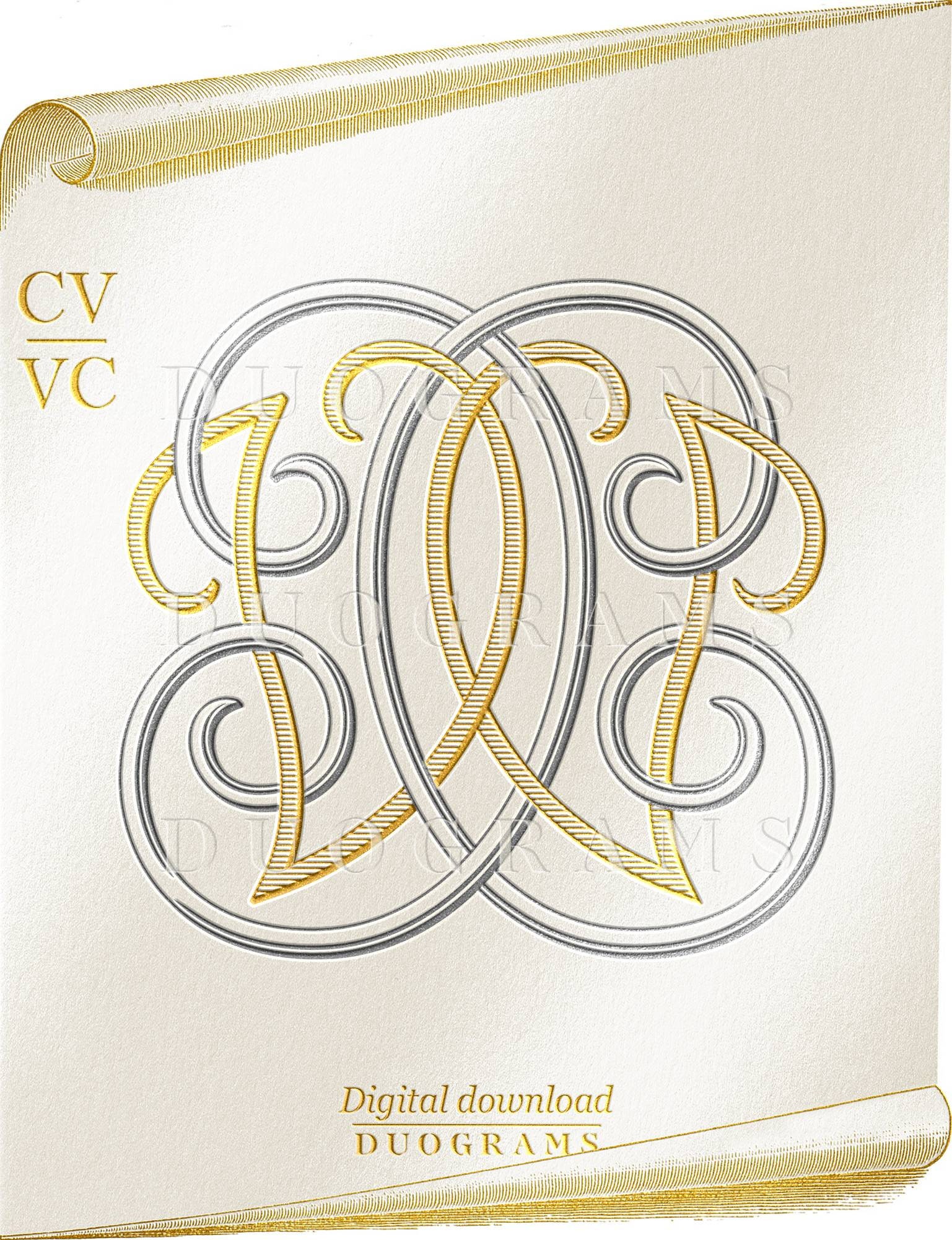 Vintage Wedding Monogram CV VC Monogram Wreath SVG - Etsy