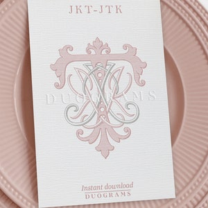 3 Letter Monogram Logo JKT or KTJ or TJK Interlocking Wedding Monogram ...