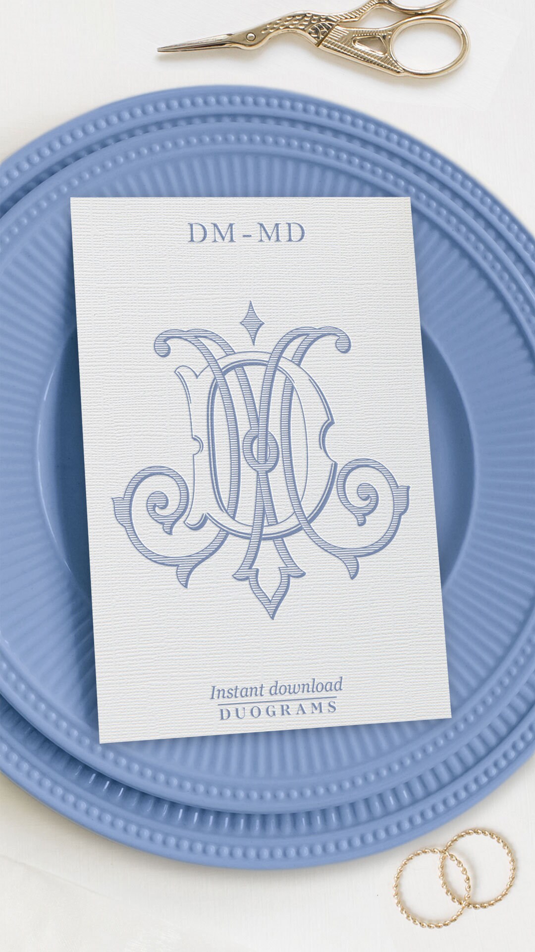 Vintage Wedding Monogram Logo MD DM Duogram M D Intertwined Monogram ...
