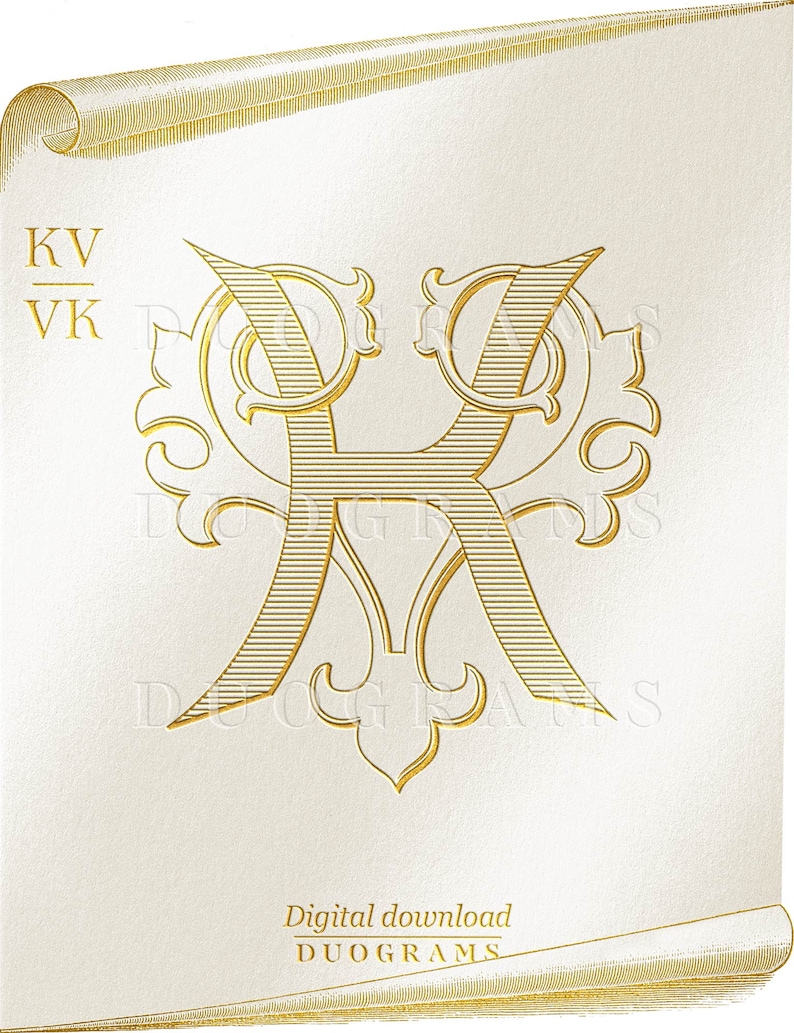 KV VK Wedding Monogram Logo Design V K K V Two Letter Monogram Initials ...