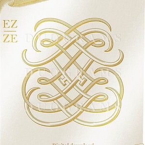 Wedding Monogram Logo Design EZ ZE Monogram Wreath SVG Digital Download ...