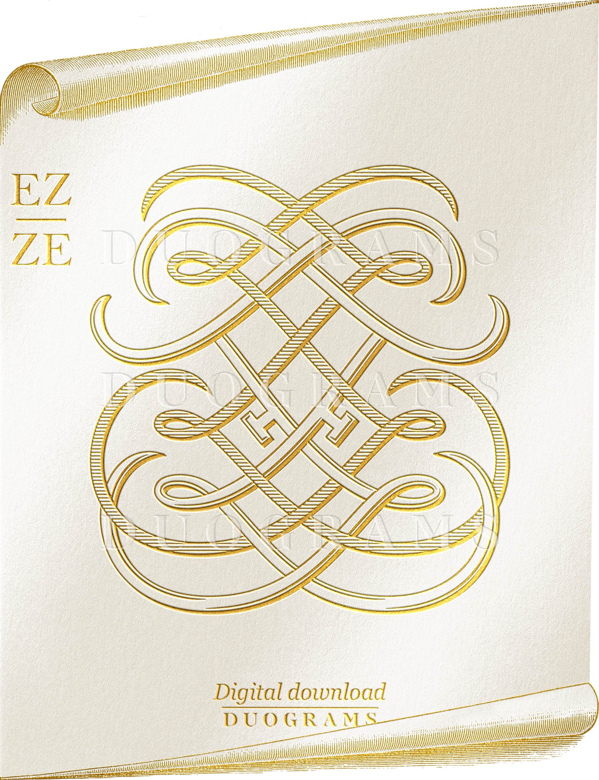 Wedding Monogram Logo Design EZ ZE Monogram Wreath SVG Digital Download ...