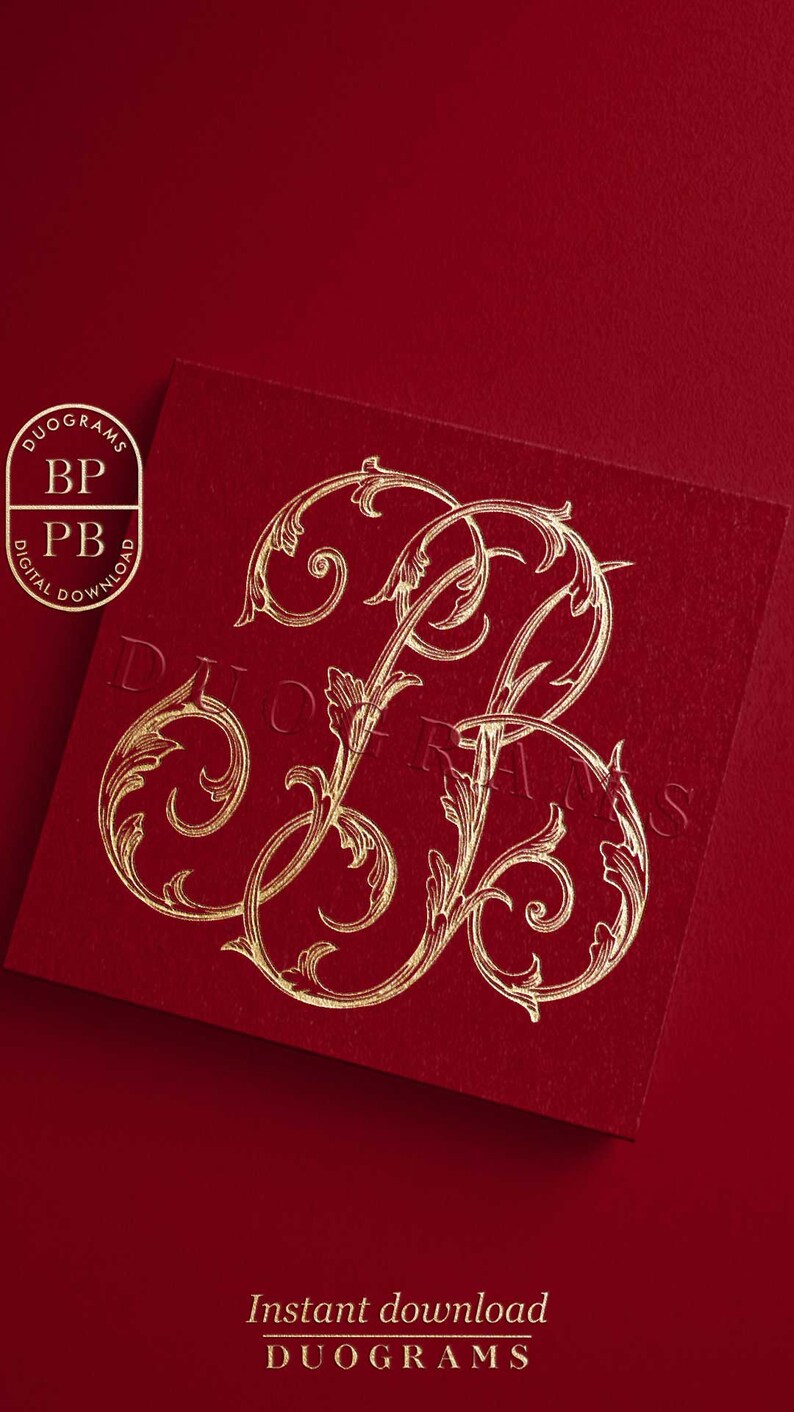 BP PB Vintage Wedding Monogram Logo Design B P 2-letter Monogram P B ...