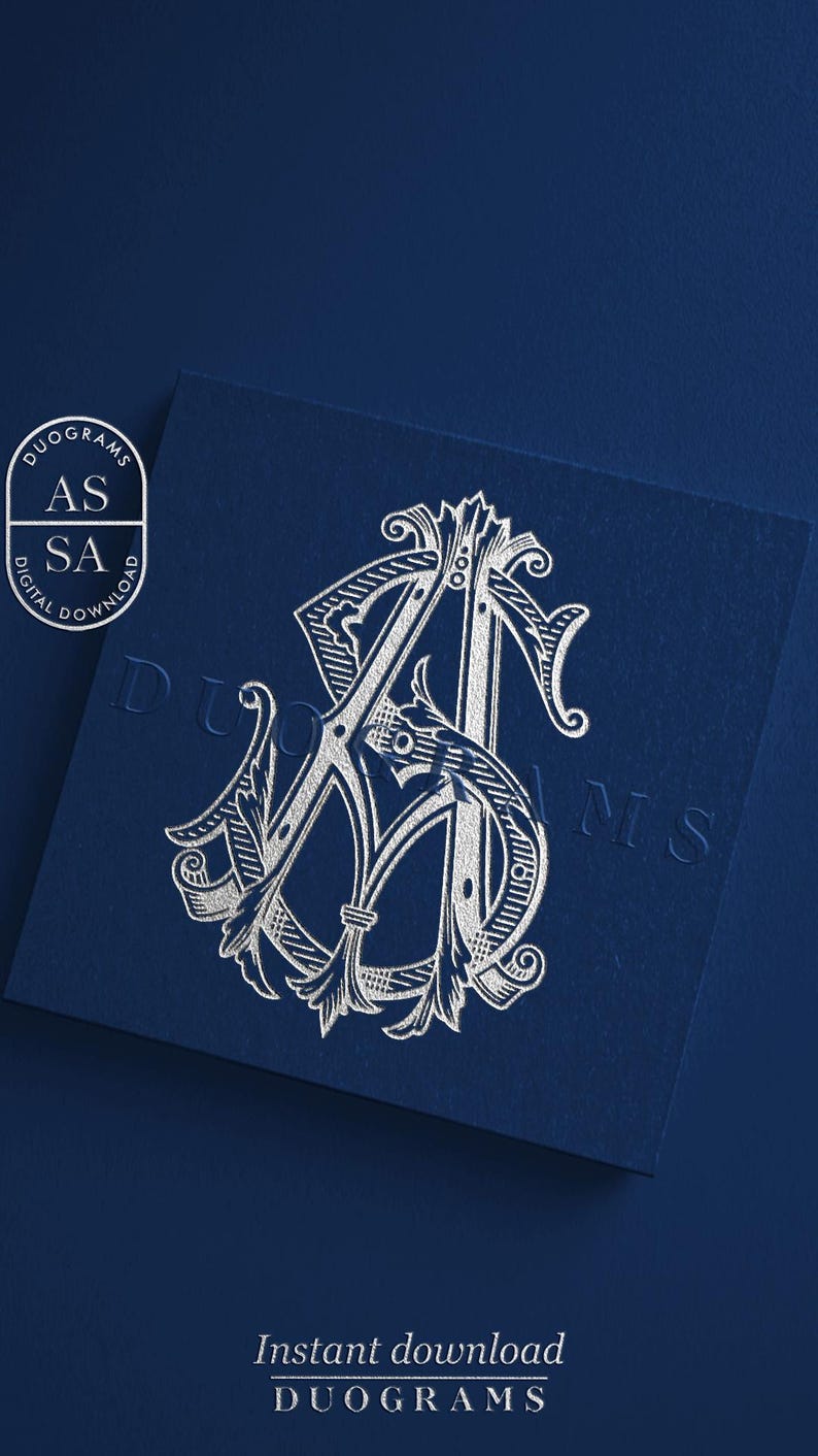 AS Vintage Monogram SA Wedding Monogram A S Wedding Logo Design SVG ...