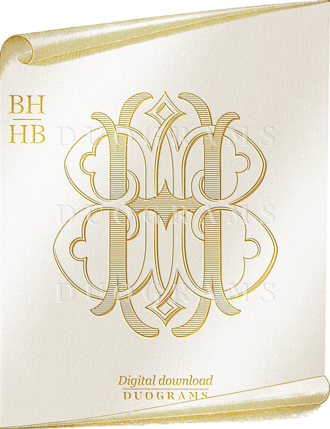 BH HB Vintage Monogram Logo Design SVG Digital Download B H + 2 Free ...
