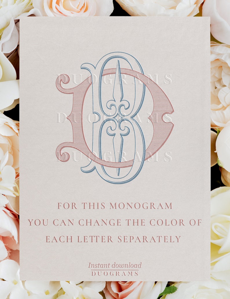 Vintage Wedding Monogram Logo BD DB Duogram B D Intertwined Monogram D ...