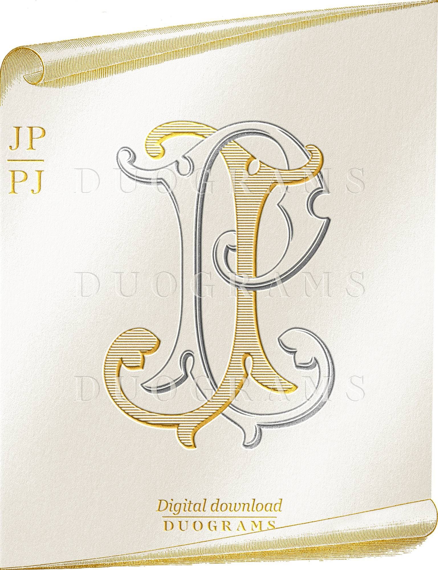 Wedding Monogram Logo Design JP PJ Monogram Wreath SVG Digital Download ...