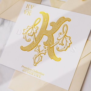 KV VK Vintage Monogram Logo Design K V Initials + 2 Free Wreath SVG - Etsy