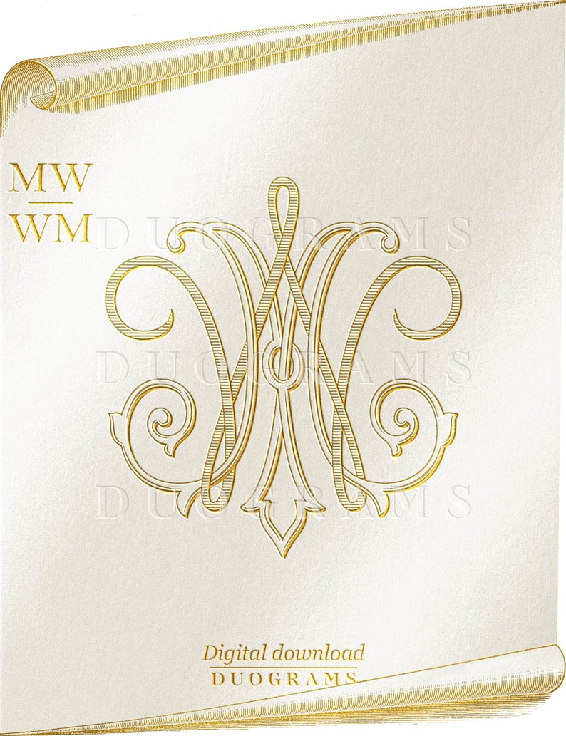 Wedding Monogram Logo Design MW WM Monogram Wreath SVG - Etsy