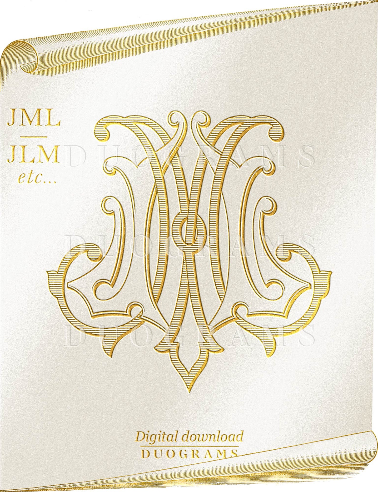 3 Letter Wedding Monogram Logo Designs JLM JML LJM Etc - Etsy