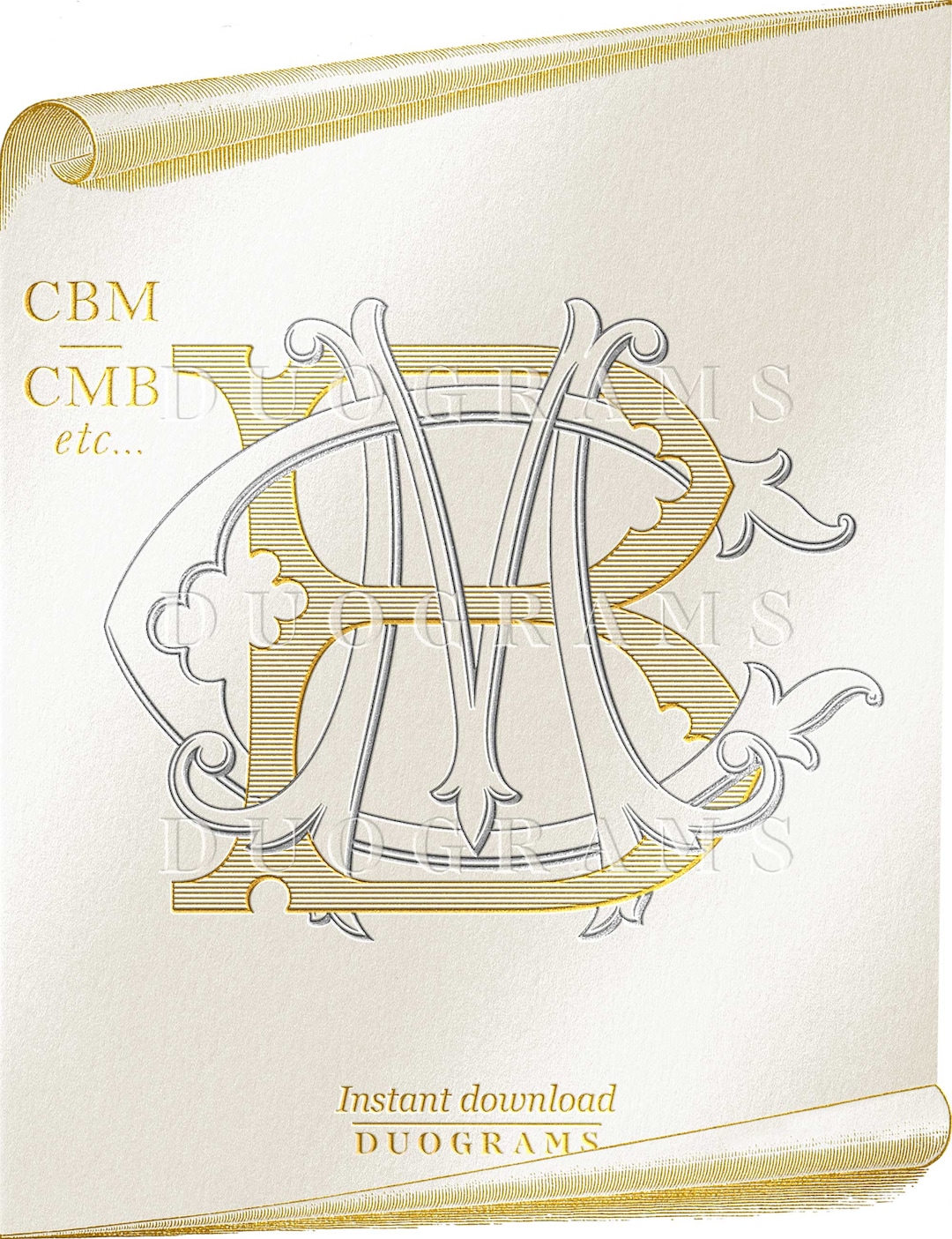 3 Letter Wedding Monogram CMB or BCM or MCB Interlocking Monogram Logo ...