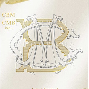 3 Letter Wedding Monogram CMB or BCM or MCB Interlocking Monogram Logo ...