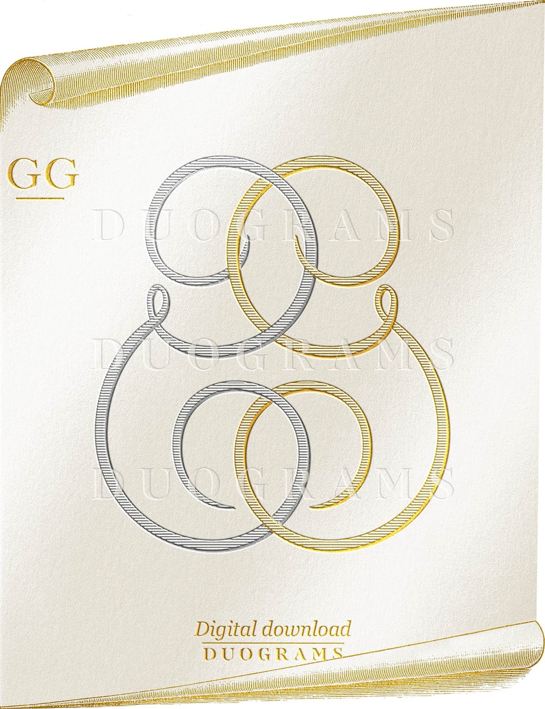 GG Wedding Monogram Logo Design SVG Digital Download + 2 Free Wreath - Etsy