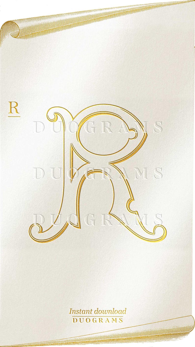 Vintage Wedding Monogram Logo R Monogram Wreath SVG - Etsy