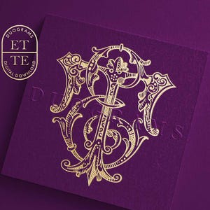 Interlocking Vintage Monogram ET or TE Two Letter Monogram Logo Design ...