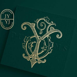 JY YJ Vintage Wedding Monogram Logo Design SVG 2-letter Monogram J Y ...
