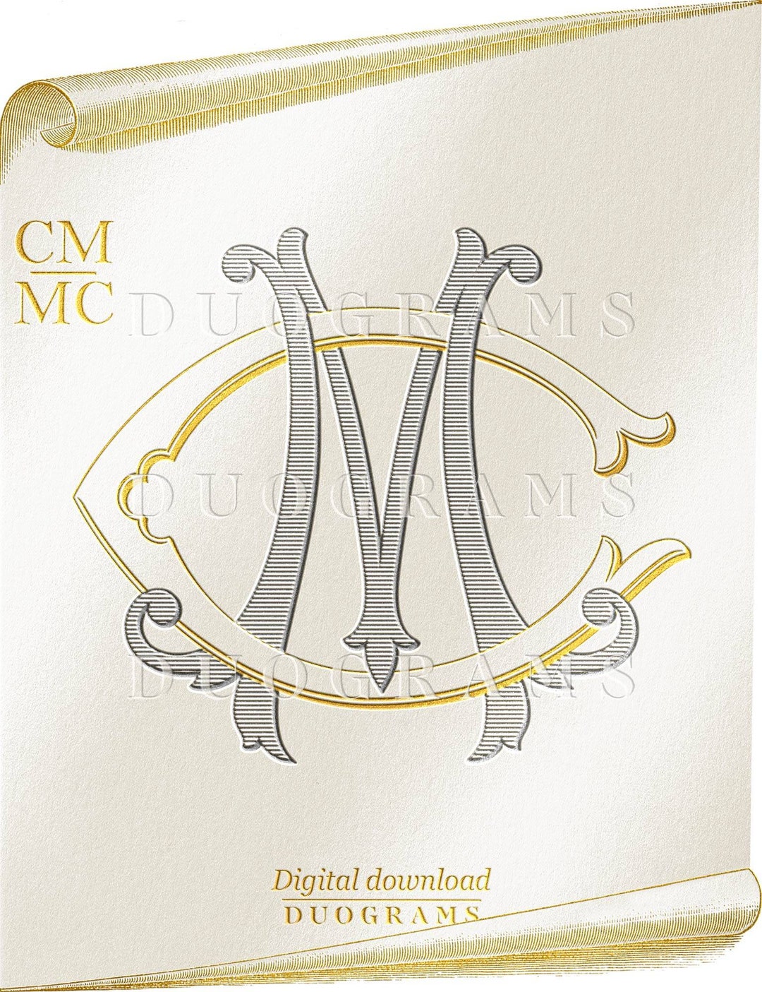 CM MC Wedding Monogram Logo Design C M M C Two Letter Monogram Initials ...
