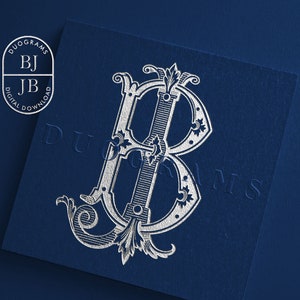 Vintage Monogram BJ or JB Two Letter Monogram Design B J Wedding Logo ...