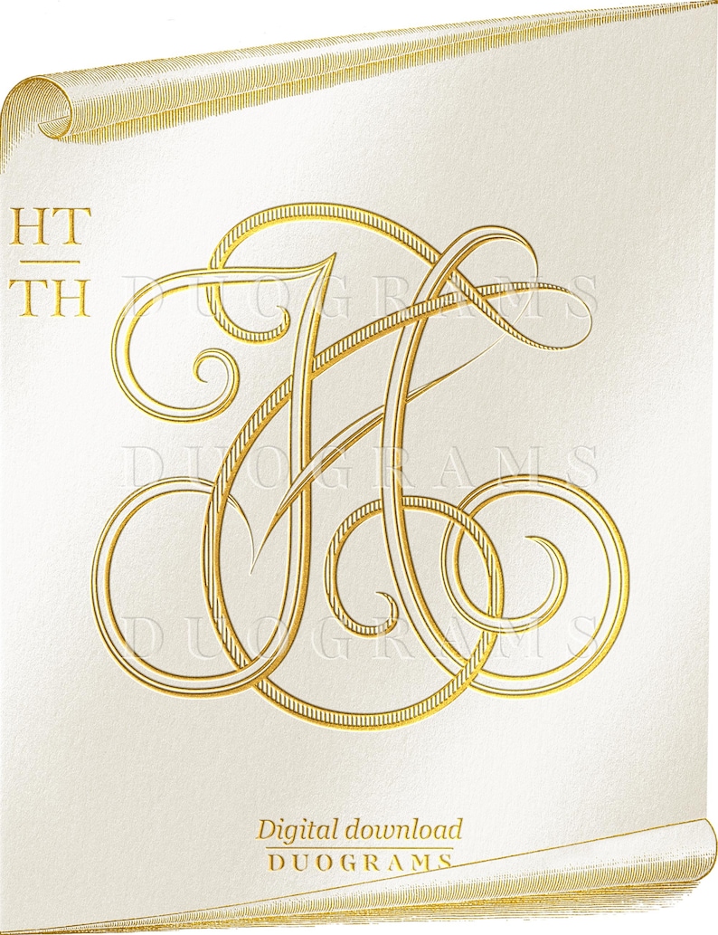 Wedding Monogram Logo Design HT TH Monogram Wreath SVG Digital Download ...