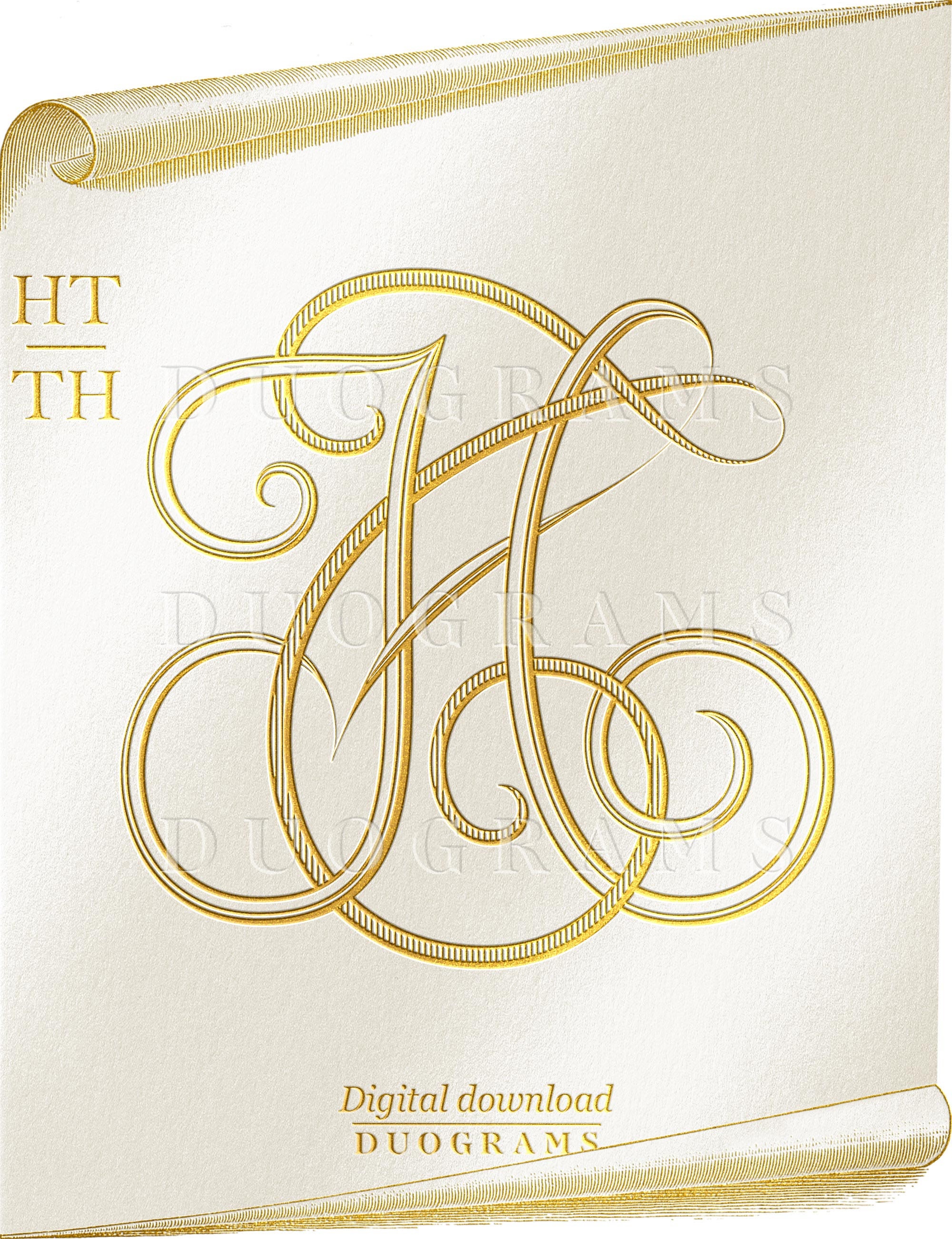 Wedding Monogram Logo Design HT TH Monogram Wreath SVG Digital Download ...