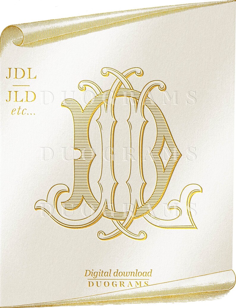 3 Letter Wedding Monogram Logo Designs JDL JLD LJD Etc 2 Free Wreath ...