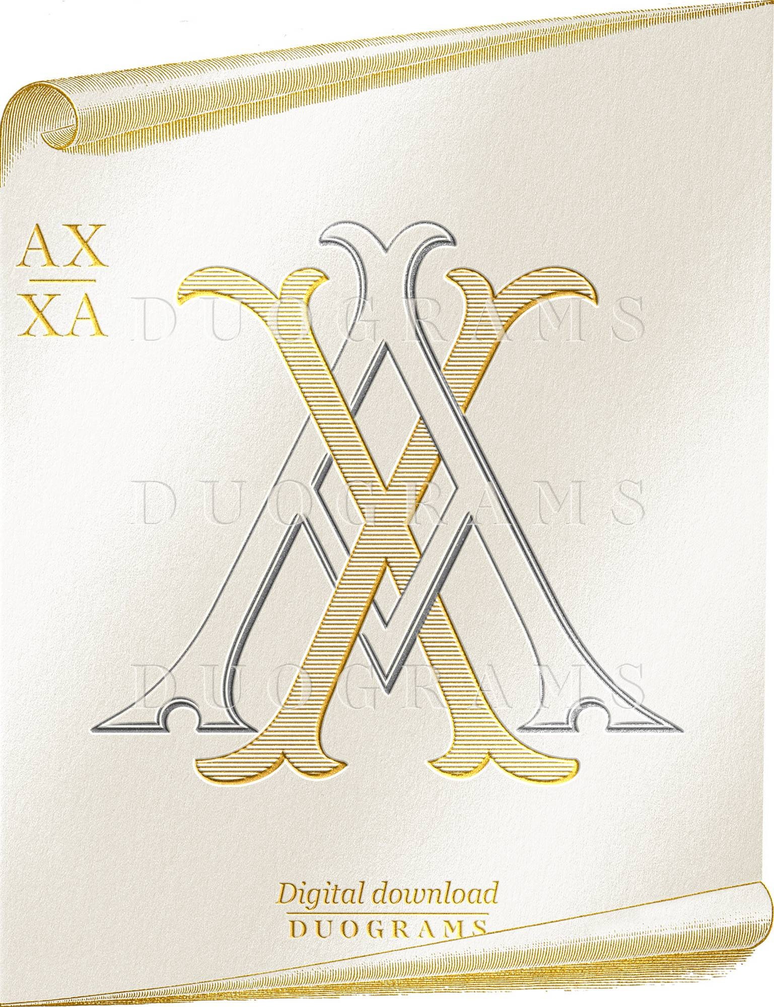 AX XA Monogram Logo Design SVG Digital Download A X + 2 Free Wreath - Etsy