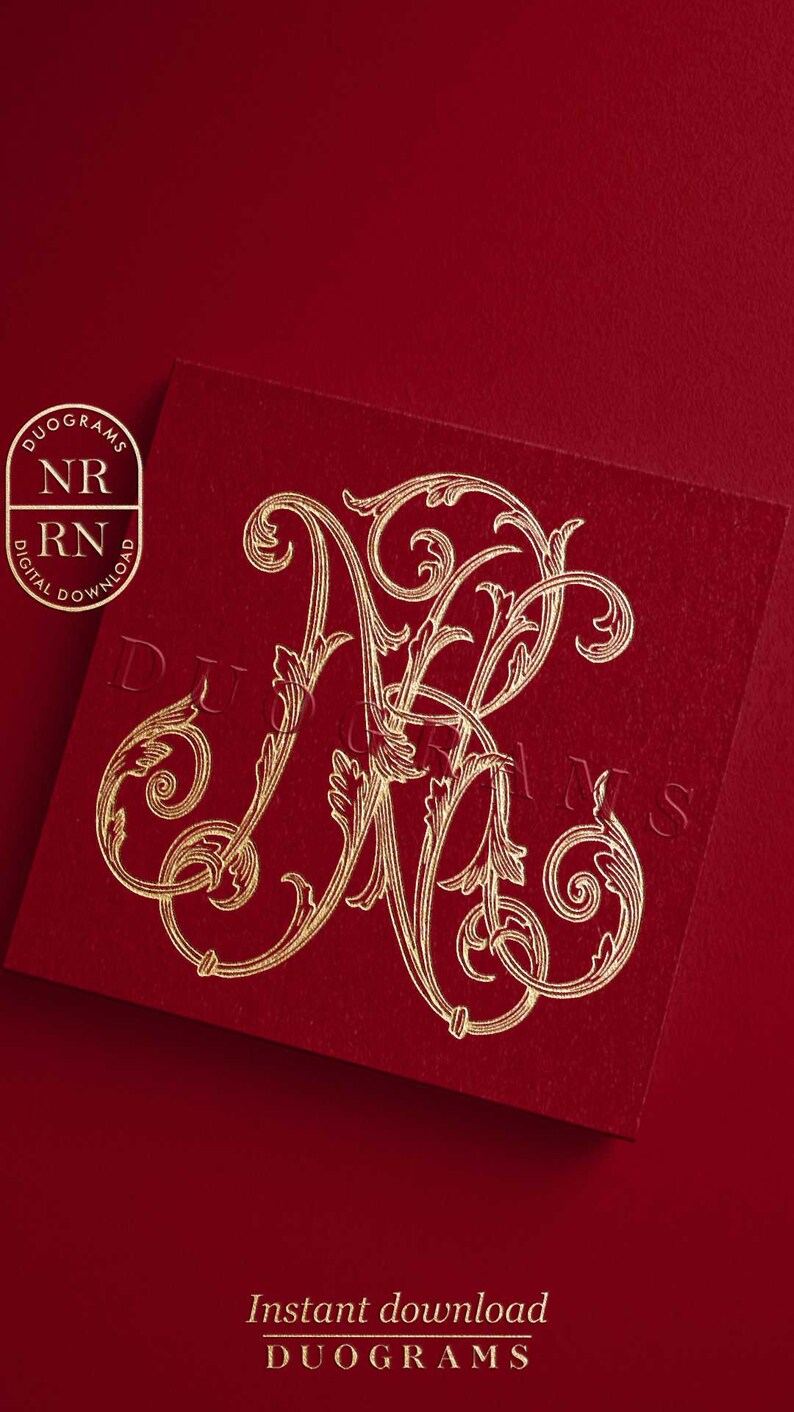 NR RN Wedding Monogram Logo Design N R Two Letter Monogram R N Digital ...