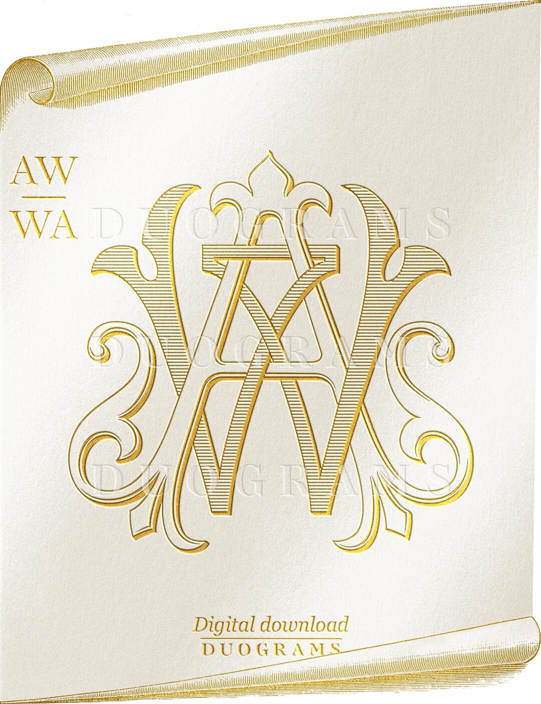 Wedding Monogram Logo Design AW WA Monogram Wreath SVG - Etsy