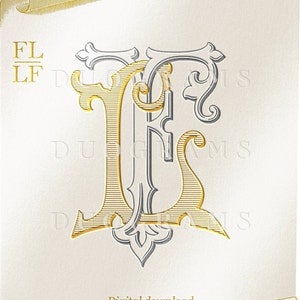 FL LF Vintage Wedding Monogram Logo Design F L Digital Download + 2 ...