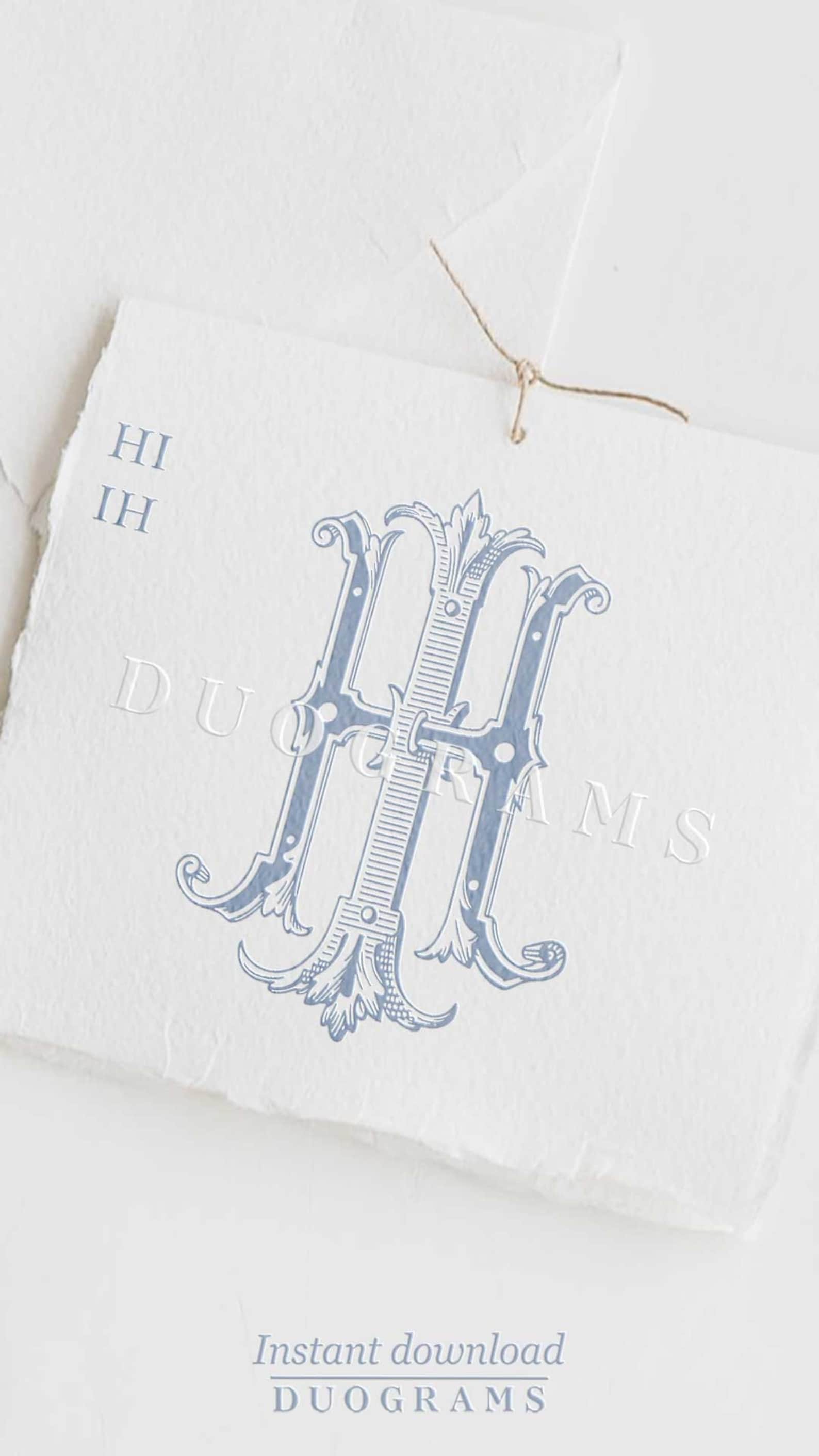 Interlocked Monogram HI or IH Wedding Logo I H Monogram Letters SVG ...