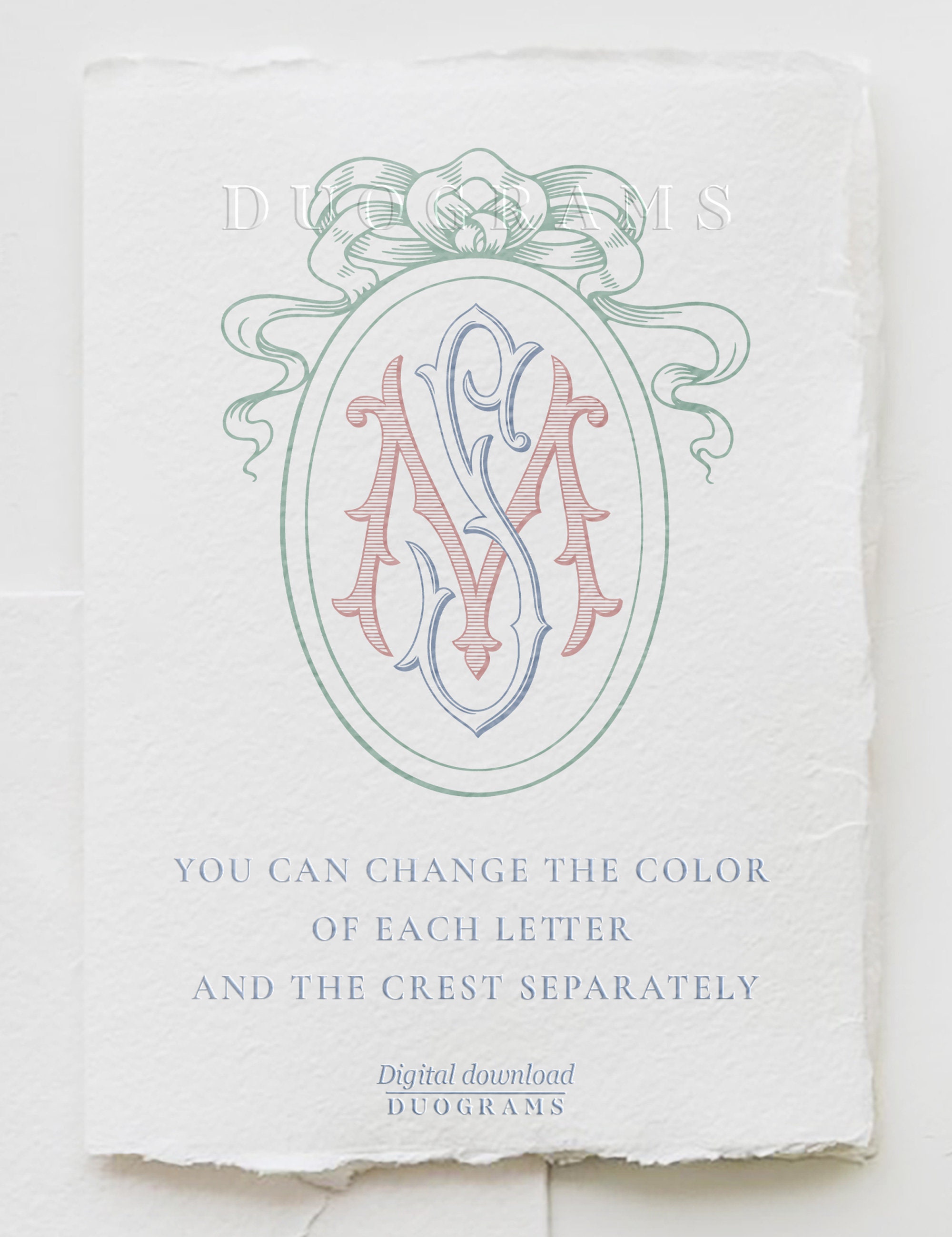 Two Letter Wedding Monogram Logo With Crest, Digital Download, SVG ...