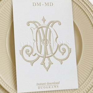 Vintage Wedding Monogram Logo MD DM Duogram M D Intertwined Monogram ...