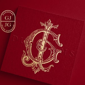 GJ JG Vintage Wedding Monogram Logo Design SVG 2-letter Monogram G J ...