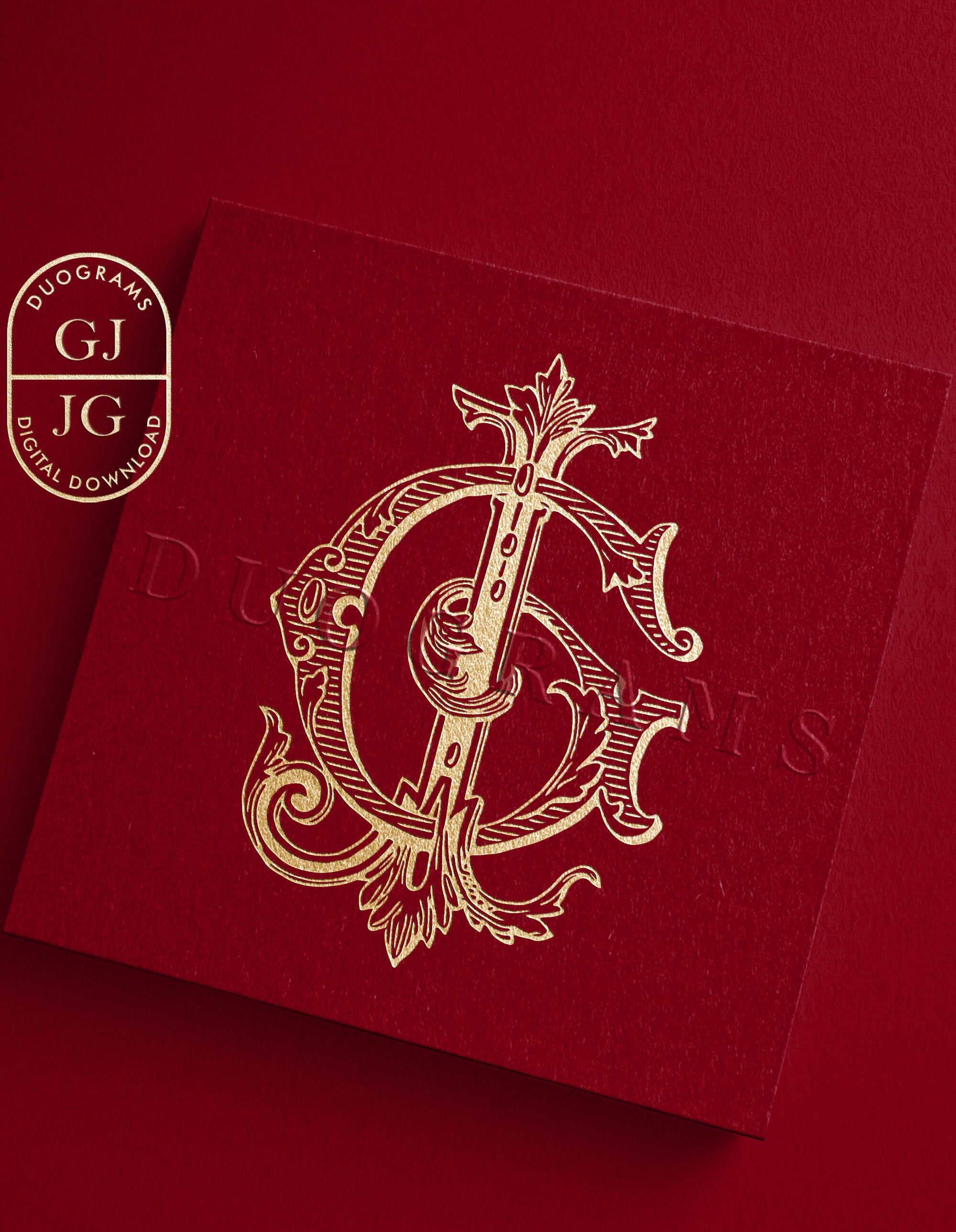 GJ JG Vintage Wedding Monogram Logo Design SVG 2-letter Monogram G J ...